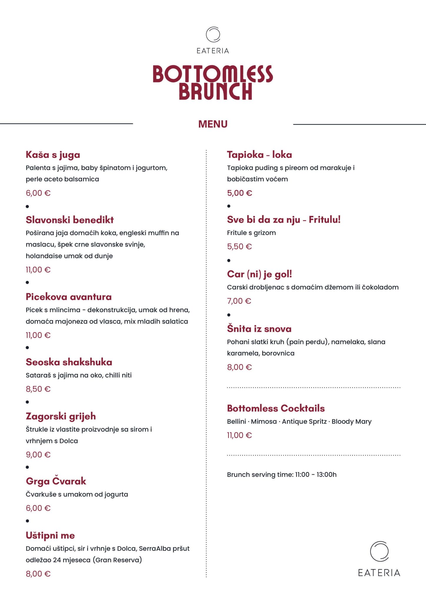 Brunch u restoranu Eateria u Zagrebu