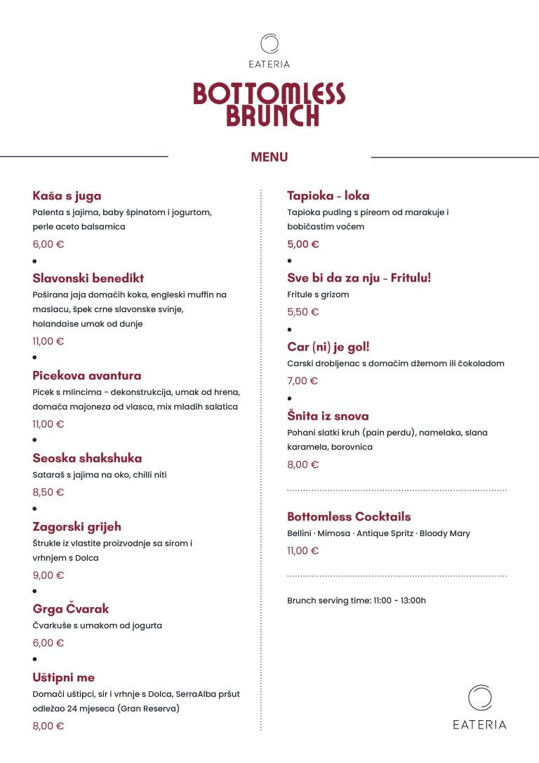 Brunch u restoranu Eateria u Zagrebu